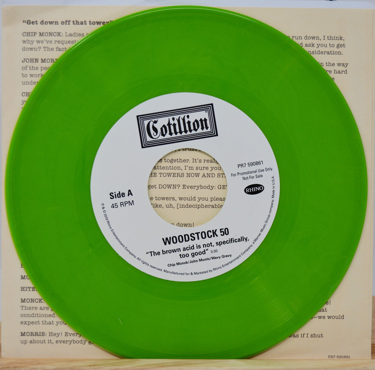 Woodstock 50 The Brown Acid Is Not Too Good Vinyl Record 7 Inch