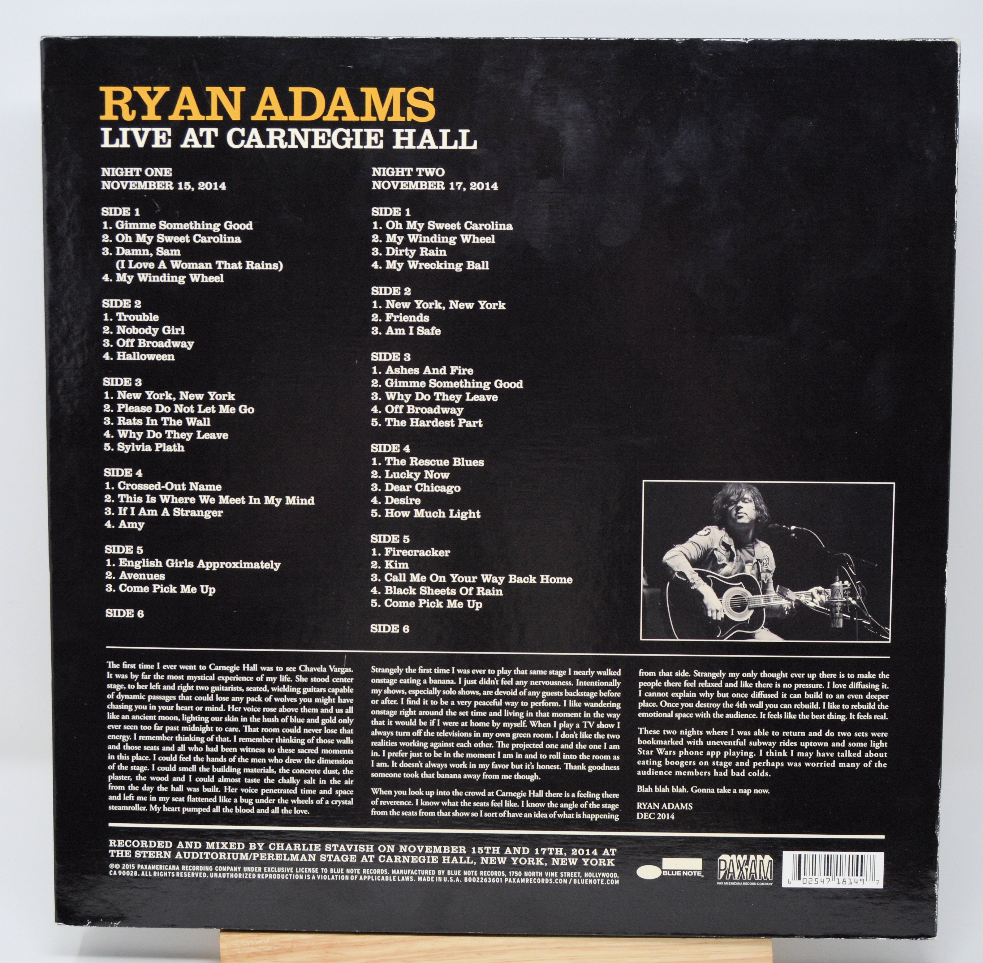 Ryan Adams - Live At Carnegie Hall, 6LP Box Set, Vinyl Record Album LP ...