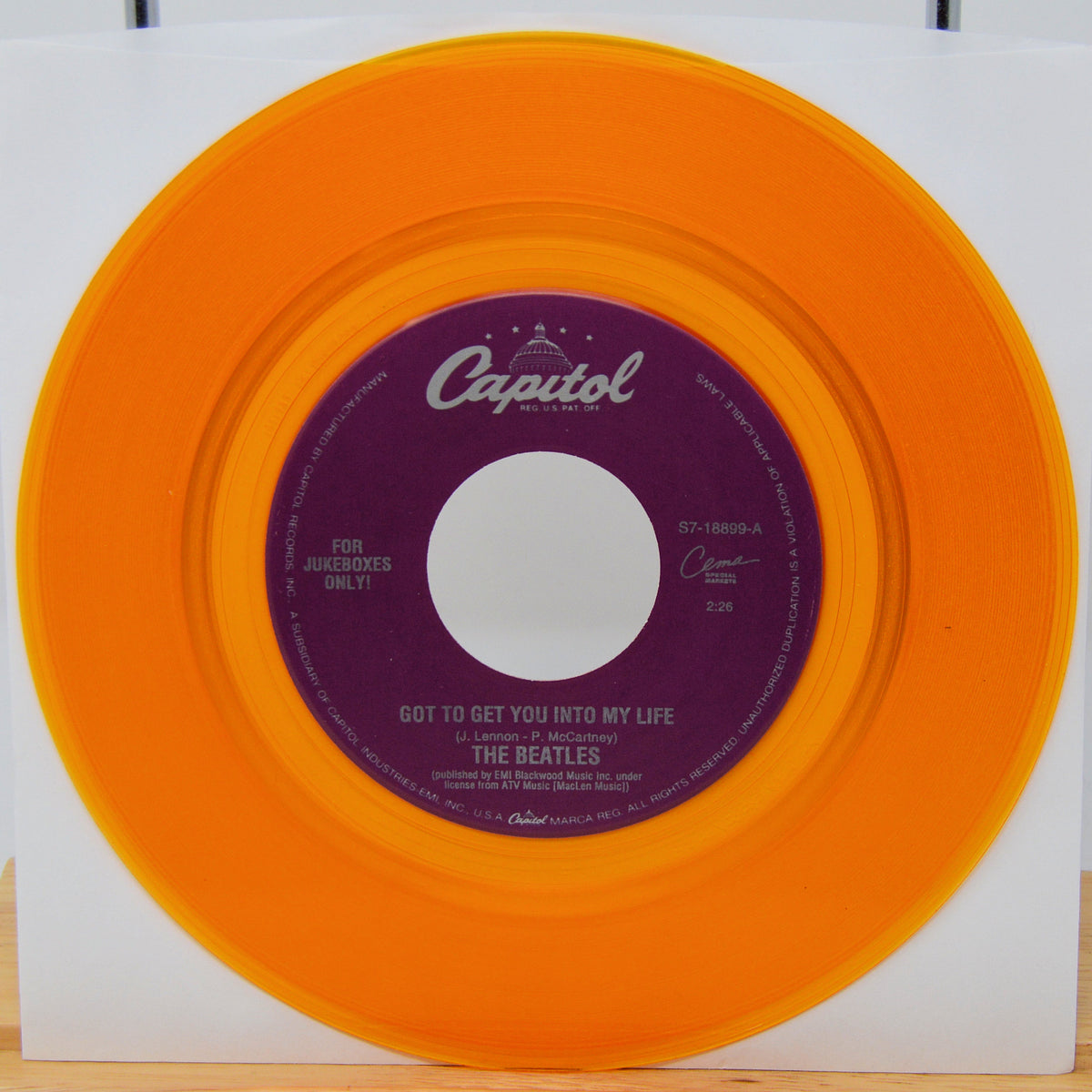 The Beatles - Got To Get You Into My Life, 7 Inch Yellow Vinyl Record ...