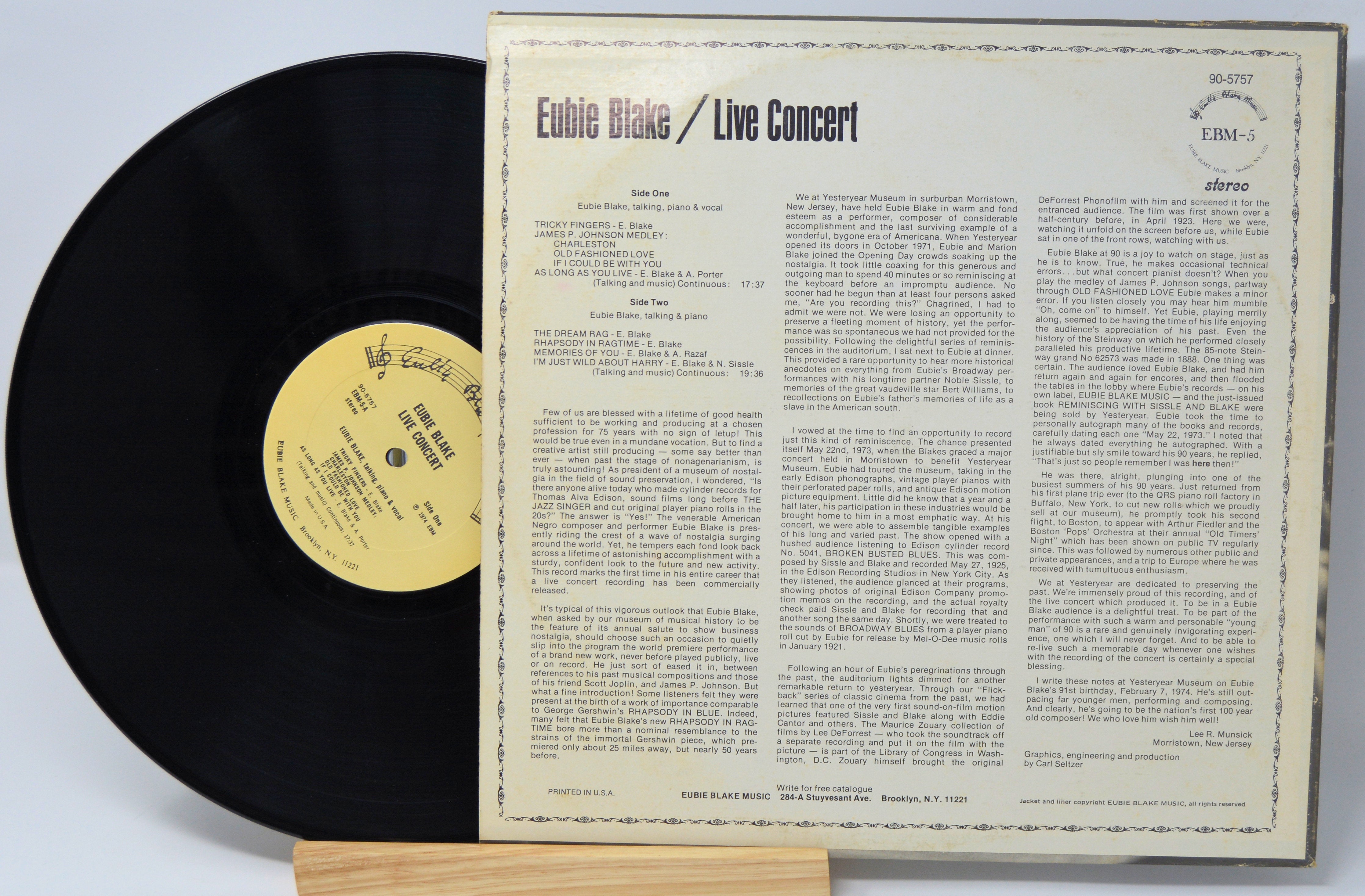 Blake, Eubie - Live Concert, Vinyl Record Album LP – Joe's Albums