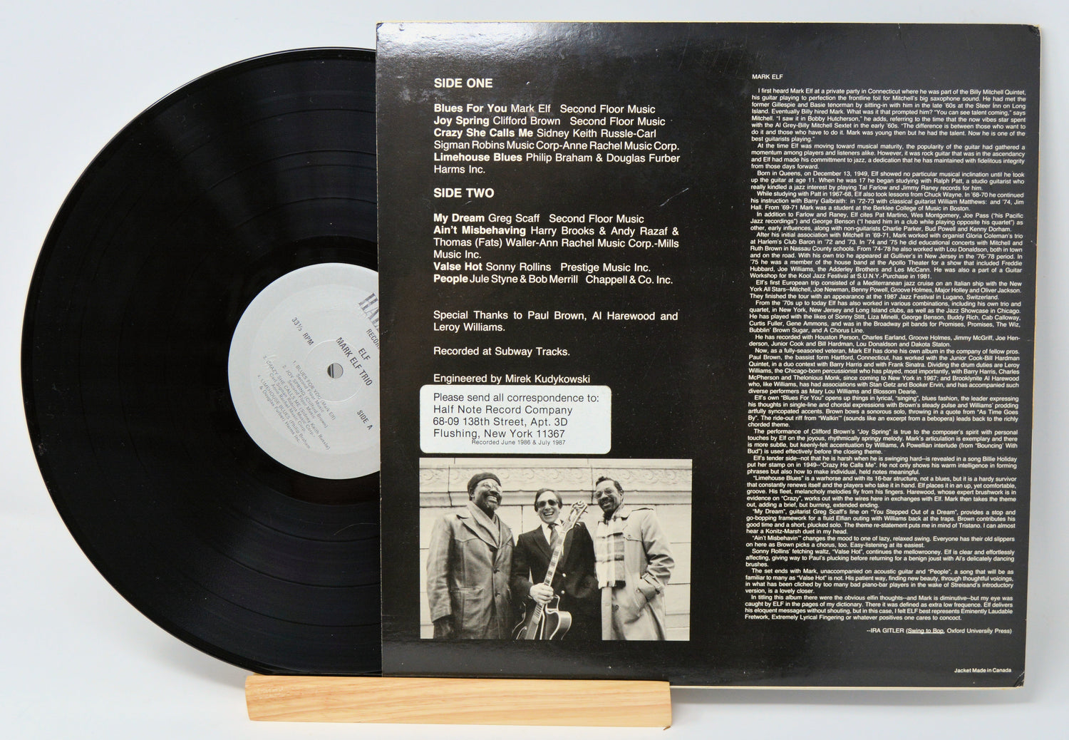 Mark Elf Trio Vol. 1, Vinyl Record Album LP, Half Note – Joe's Albums