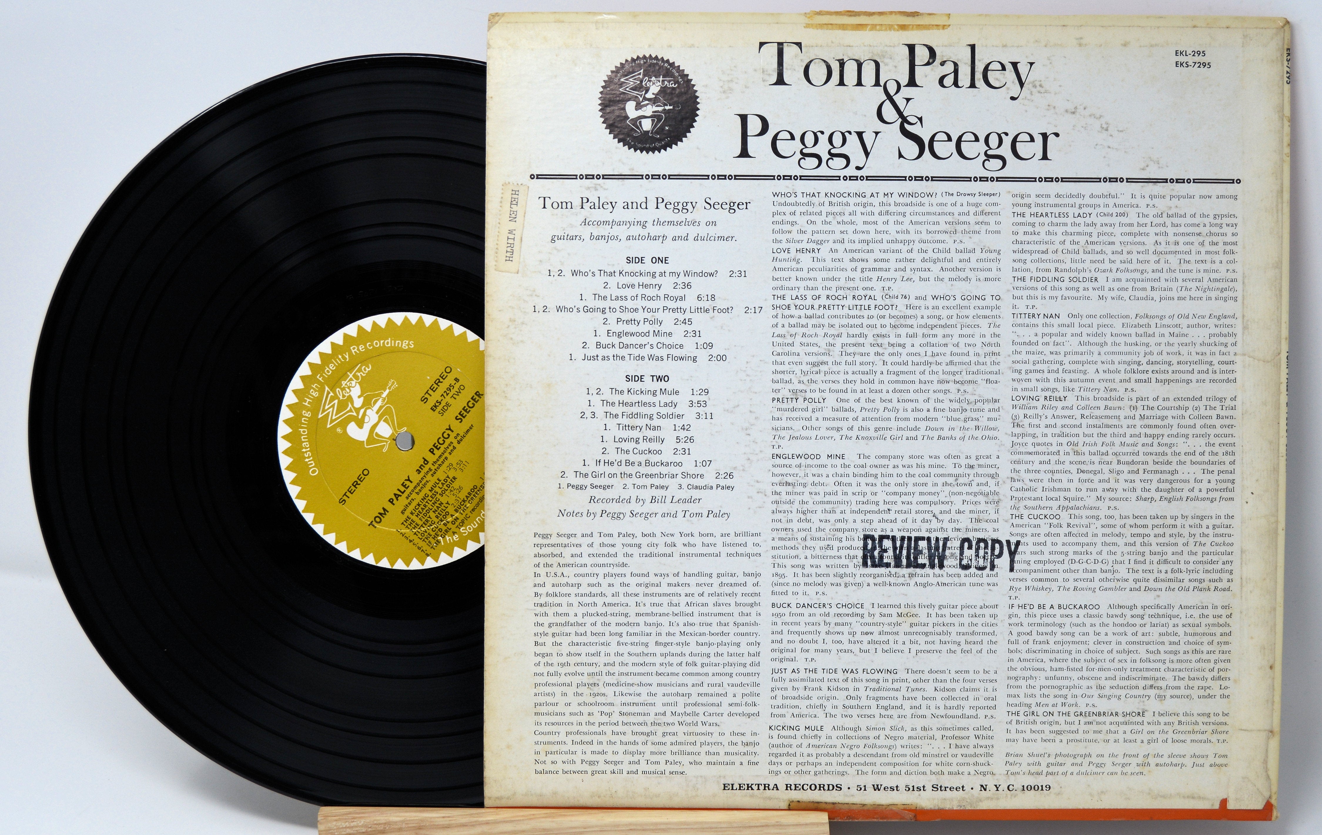Tom Paley & Peggy Seeger, Vinyl Record Album LP, Elektra EKS-7295 – Joe ...