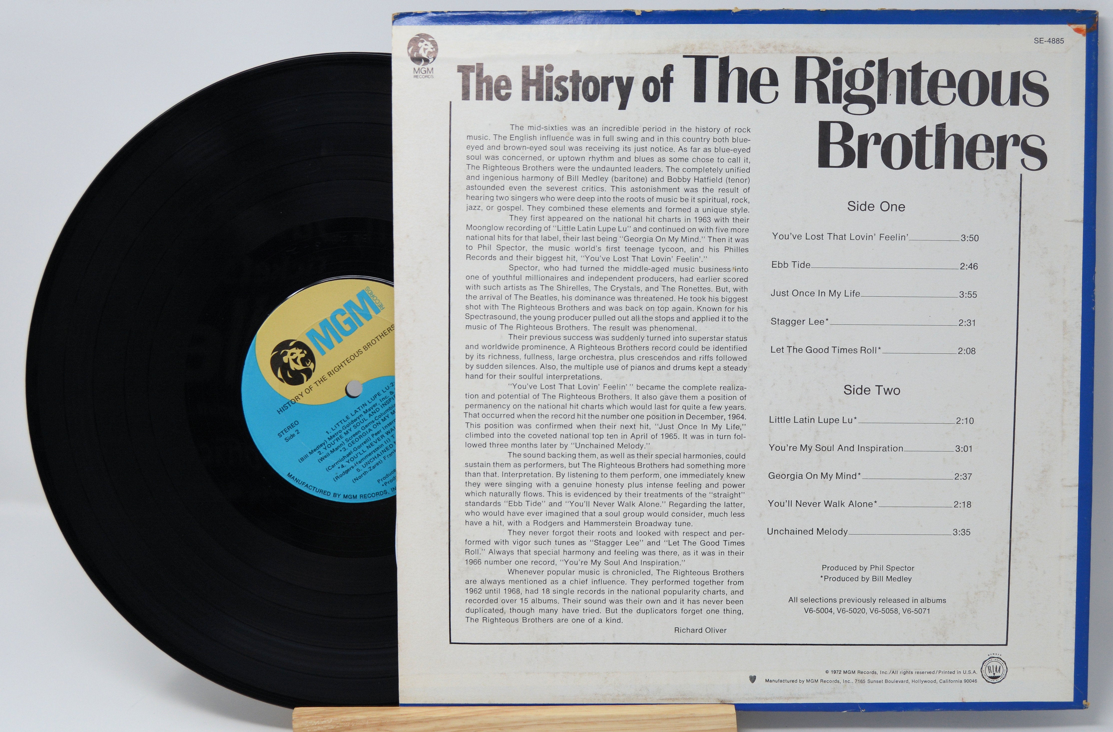 Righteous Brothers - History Of, Vinyl Record Album LP, MGM – Joe's Albums