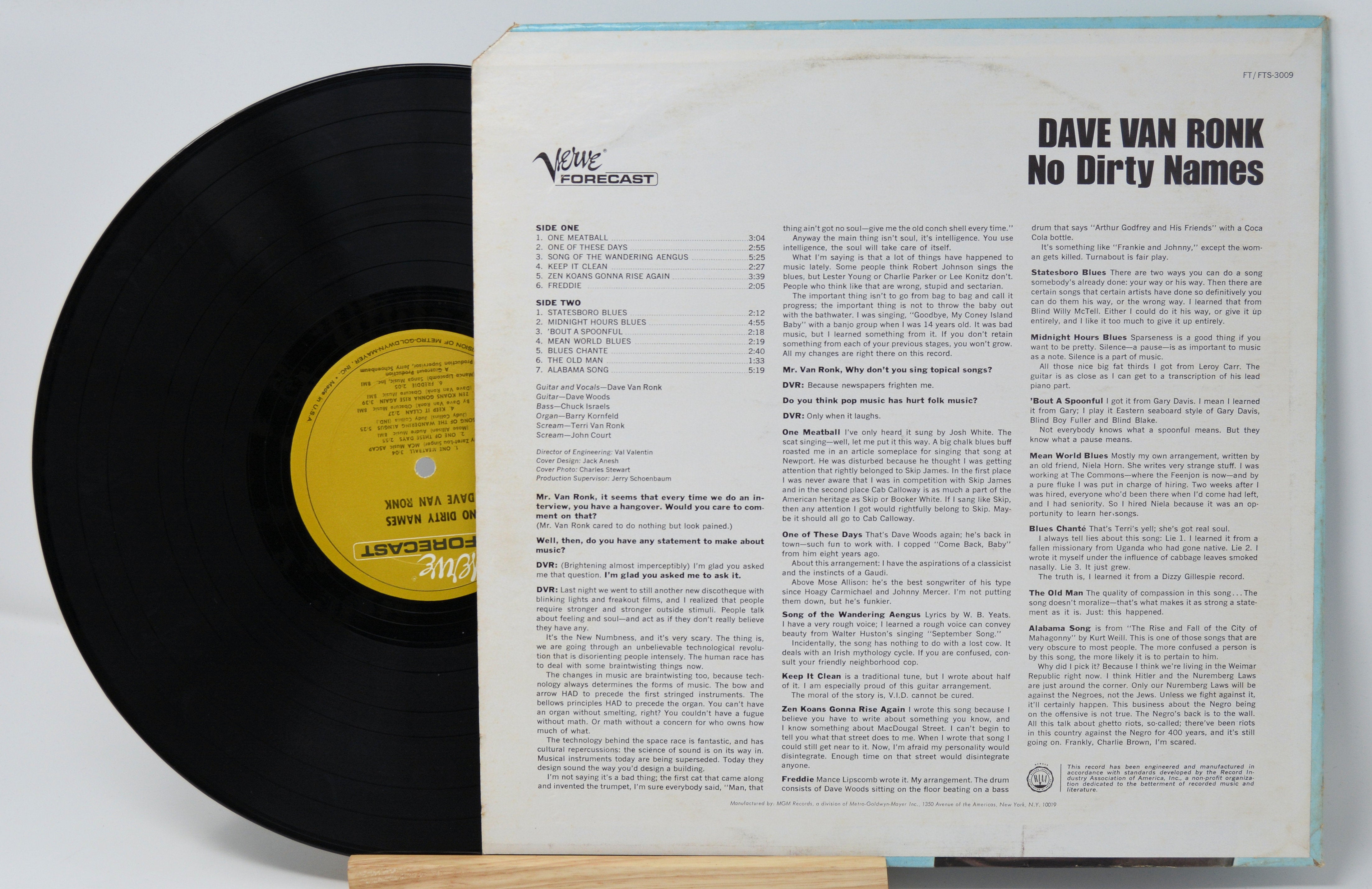 Dave Van Ronk - No Dirty Names, vinyl Record Album LP, Verve Forecast – Joe's Albums
