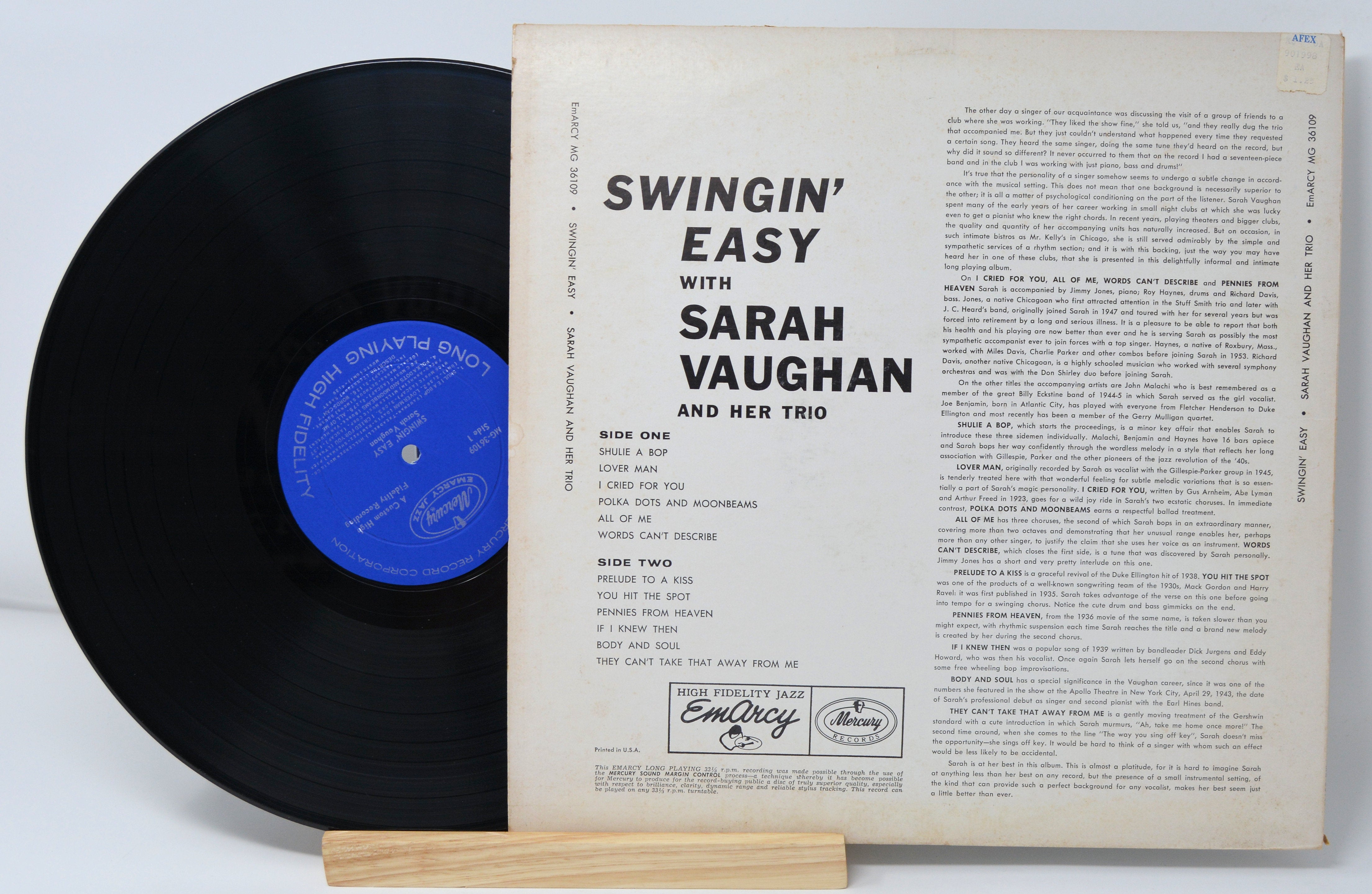 Sarah Vaughan - Swingin' Easy, Vinyl Record LP, Emarcy, Orginal Press ...