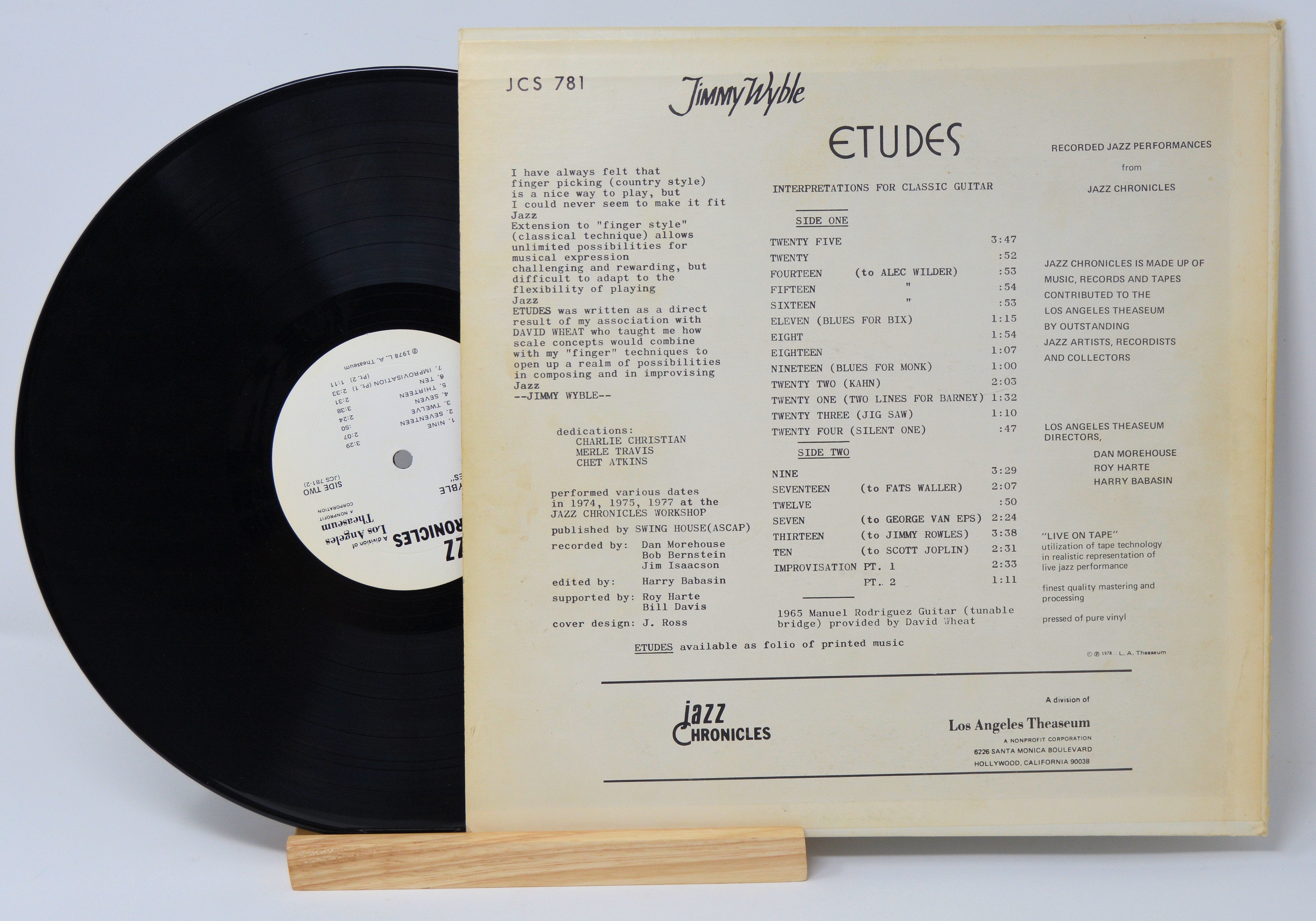 Jimmy Wyble - Etudes, Vinyl Record Album LP, JCS 781, Jazz Chronicles ...