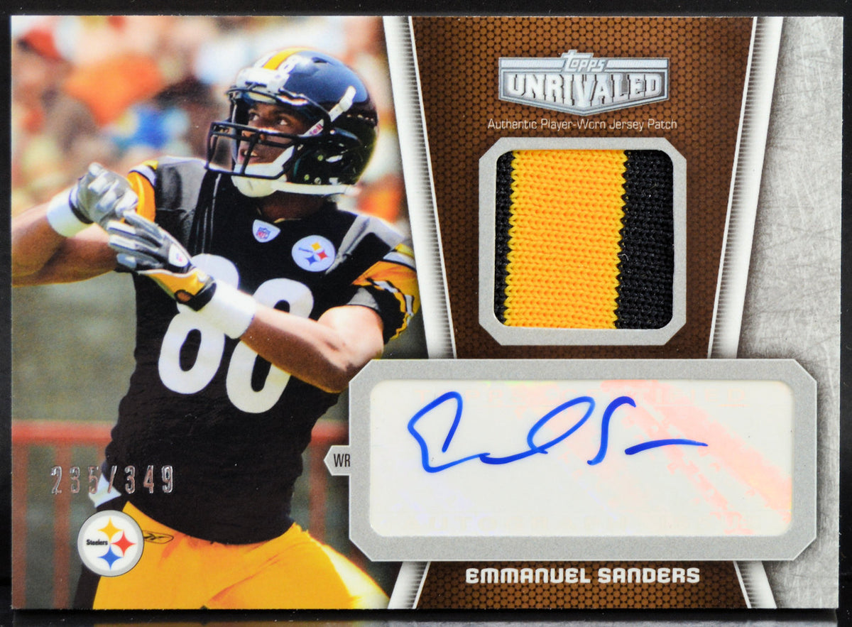 2010 Topps Unrivaled - Emmanuel Sanders, Autograph Game Used Jersey #'d ...
