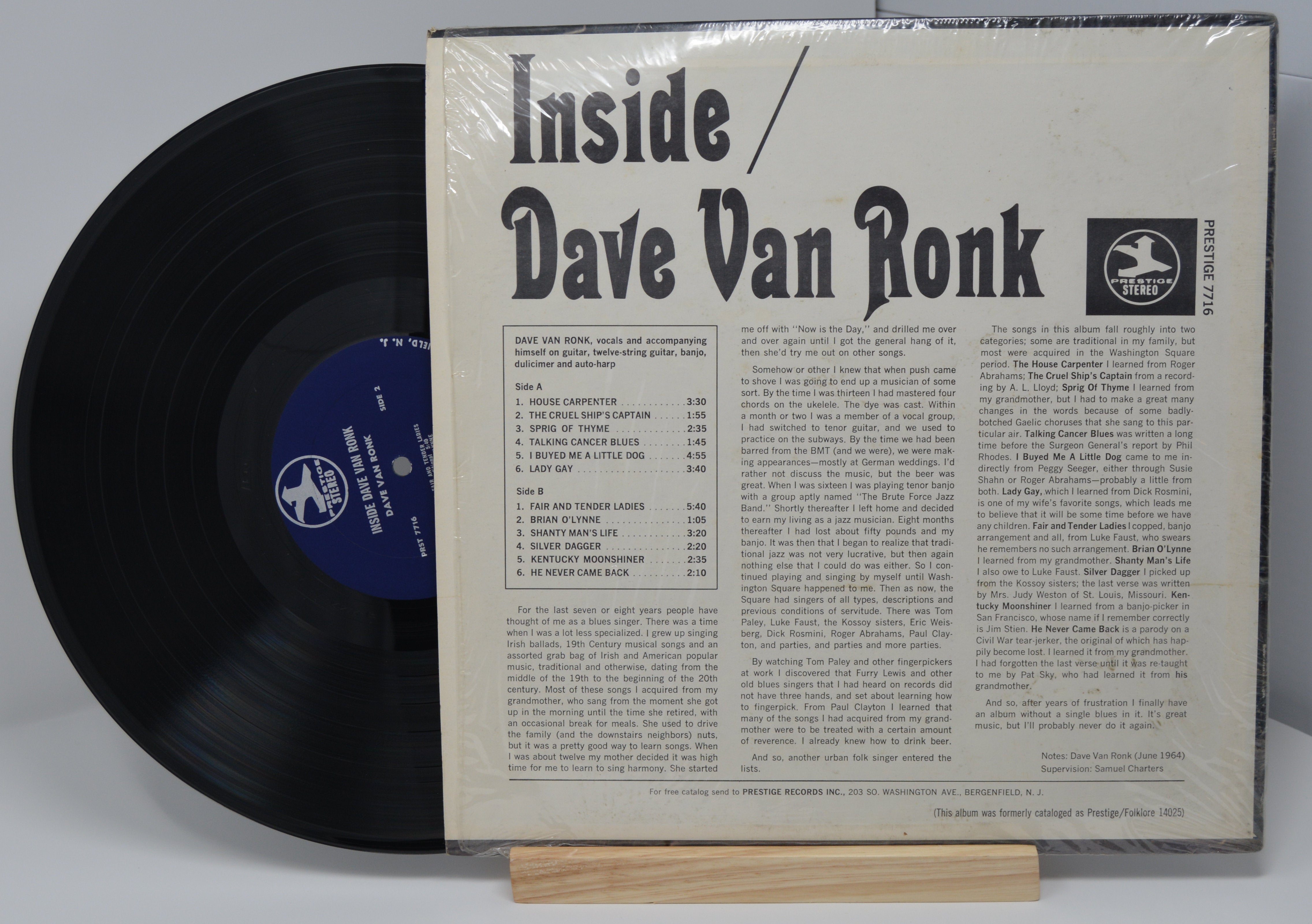 Dave Van Ronk - Inside, Vinyl Record Album LP, Prestige – Joe's Albums