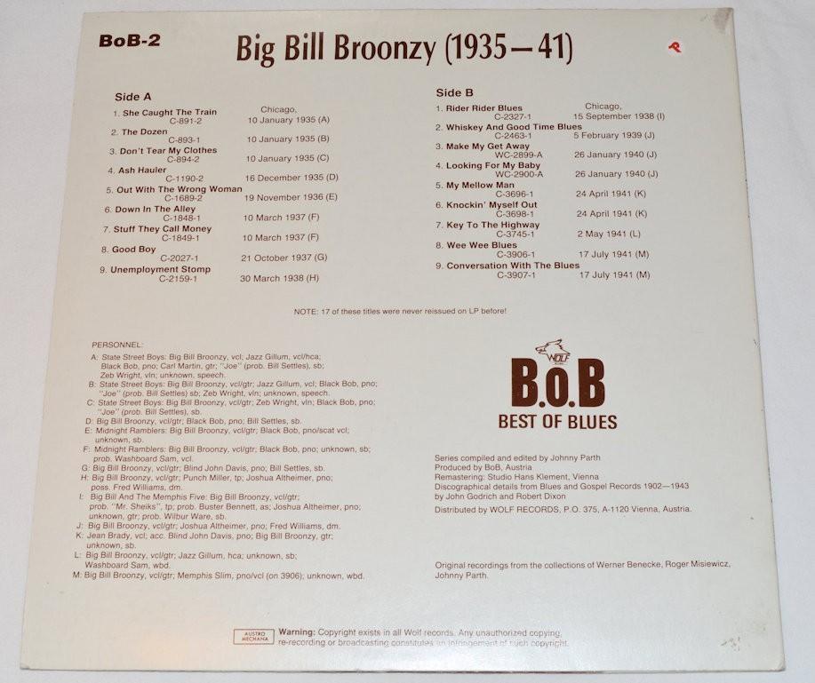 Big Bill Broonzy - 1935-1941, Vinyl Record Album LP, Wolf, Best Blues – Joe's Albums
