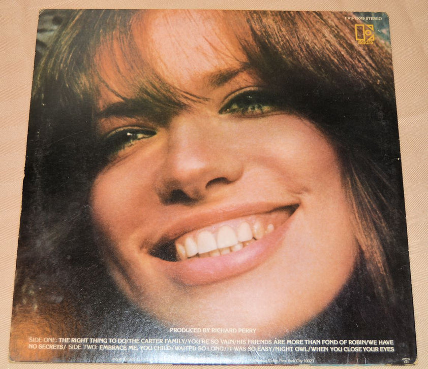 Carly Simon, No Secrets, Vinyl Record Album LP, Elektra, Original – Joe ...