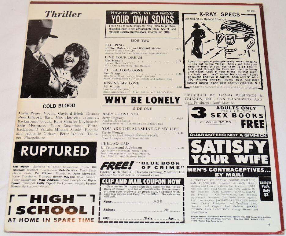 Cold Blood - Thriller, Vinyl Record Album LP, Lydia Pense – Joe's Albums