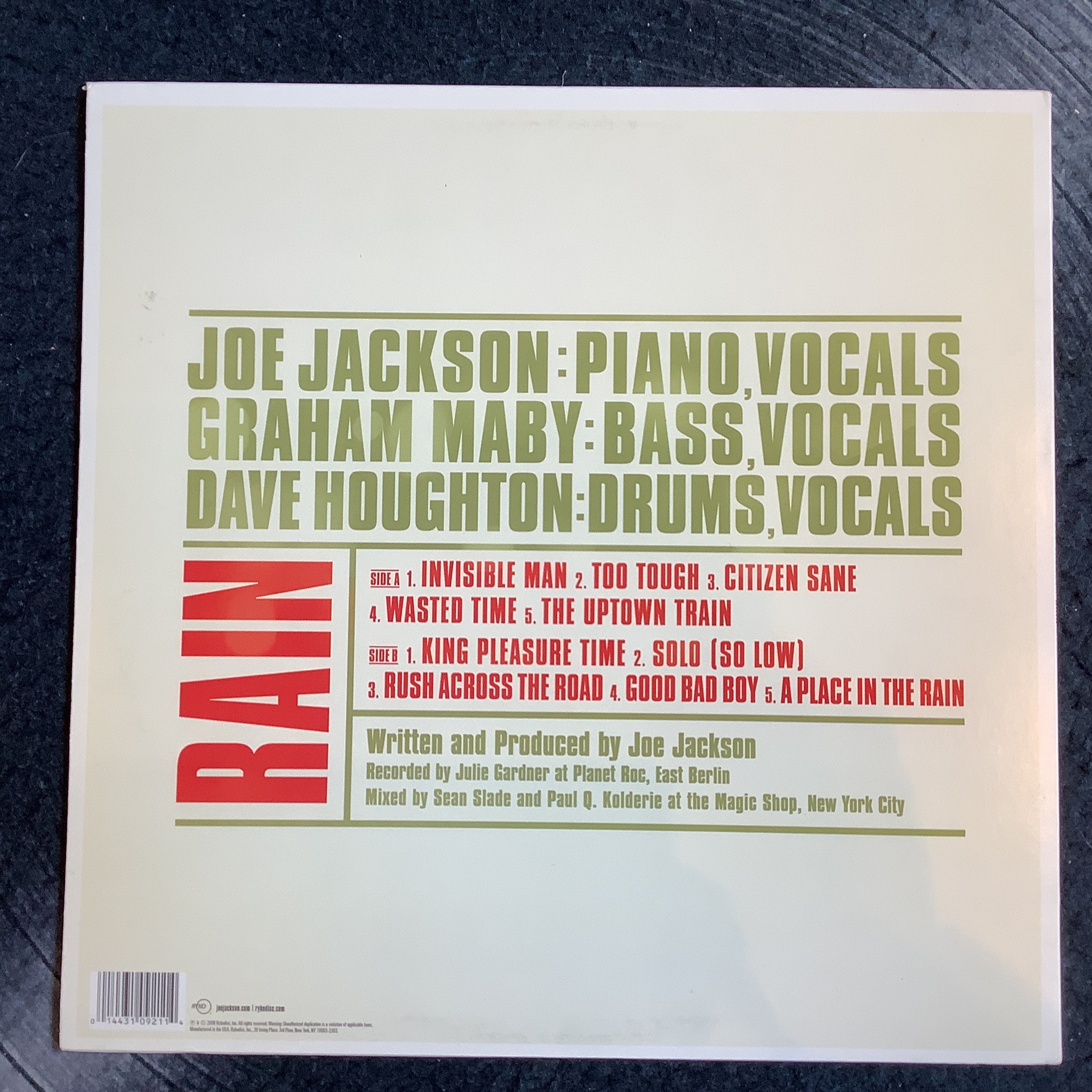 Jackson, Joe - Rain – Joe's Albums