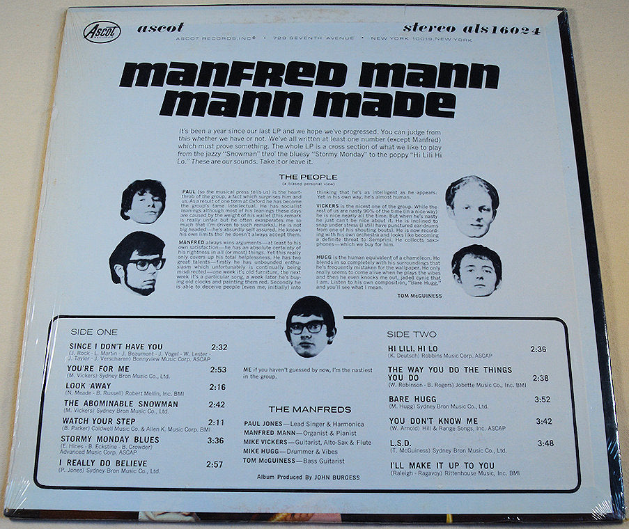 Manfred Mann – Mann Made, Vinyl Record Album LP, Ascot ALS 16024 – Joe ...