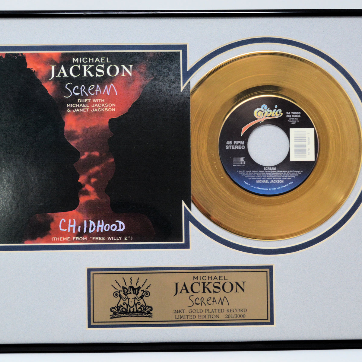 Michael Jackson - Scream 24K Gold Plated, Framed #'d 201/3000 – Joe's ...