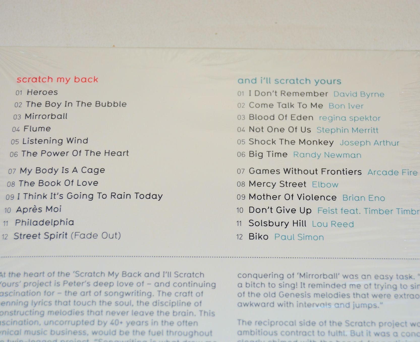 Peter Gabriel - Scratch My Back, Vinyl Record Album 2LP – Joe's Albums