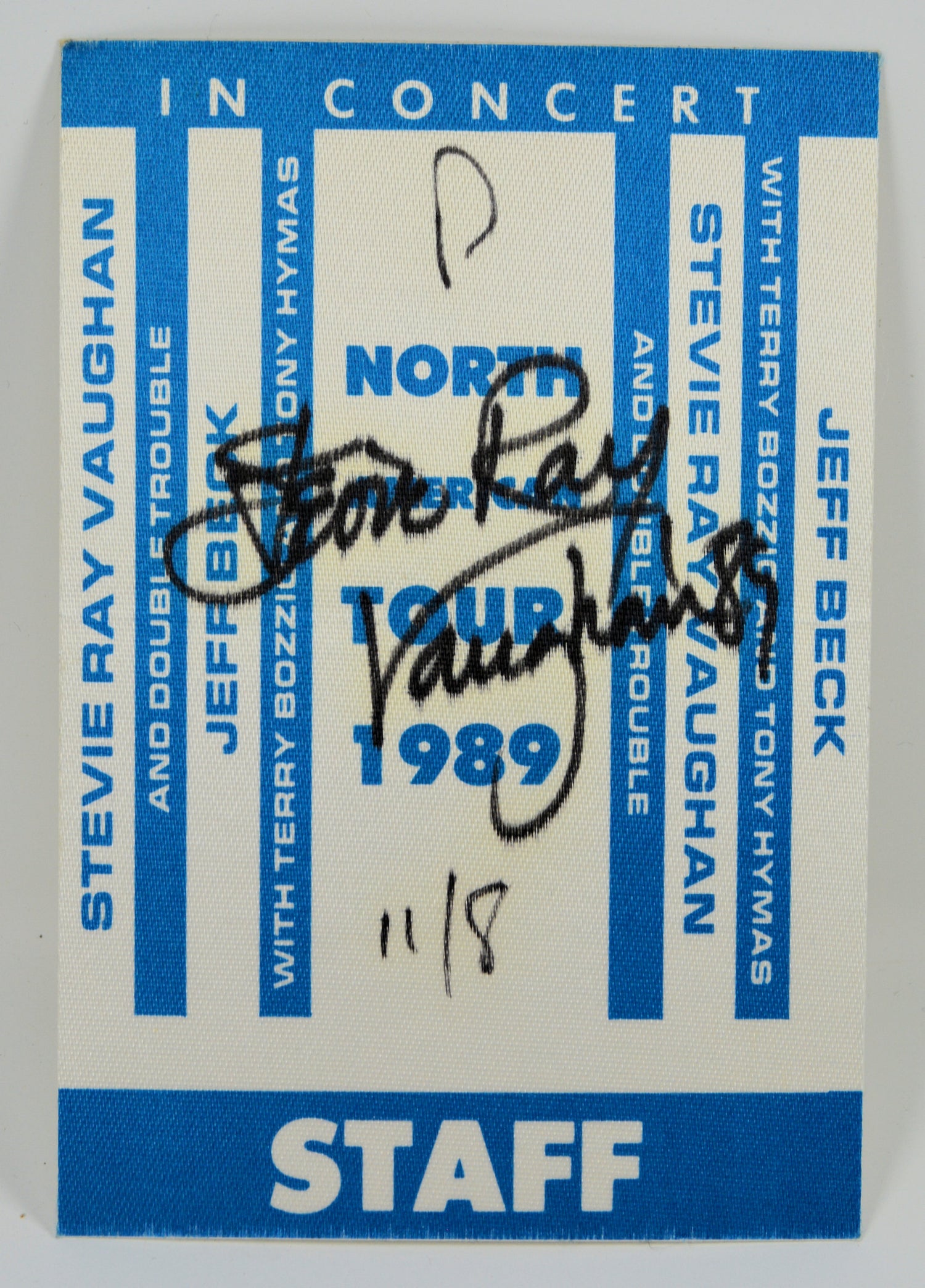 Stevie Ray Vaughan & Jeff Beck - Backstage Pass, 1989 Signed Autograph ...