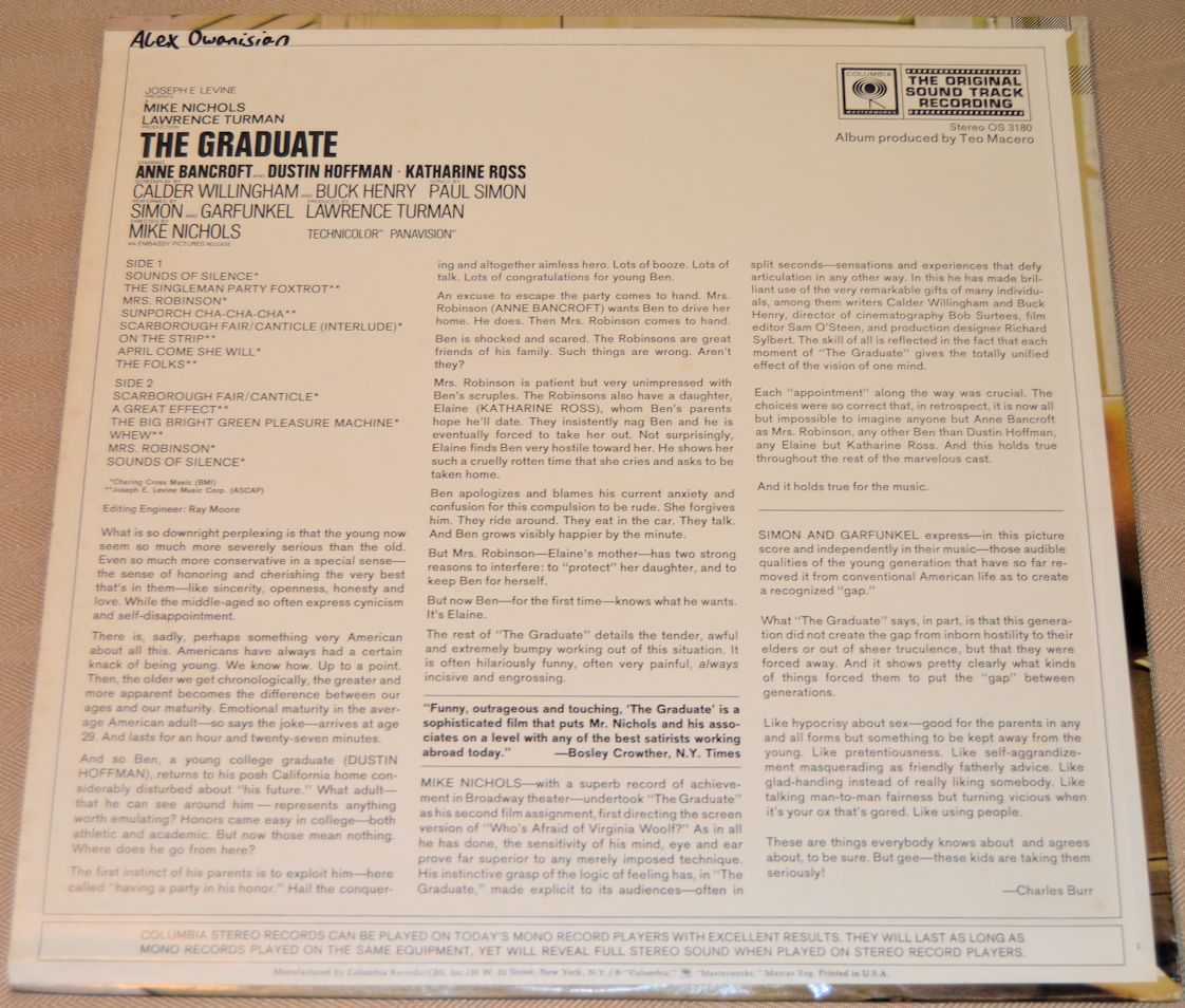 Soundtrack - The Graduate, Vinyl Record Album LP – Joe's Albums