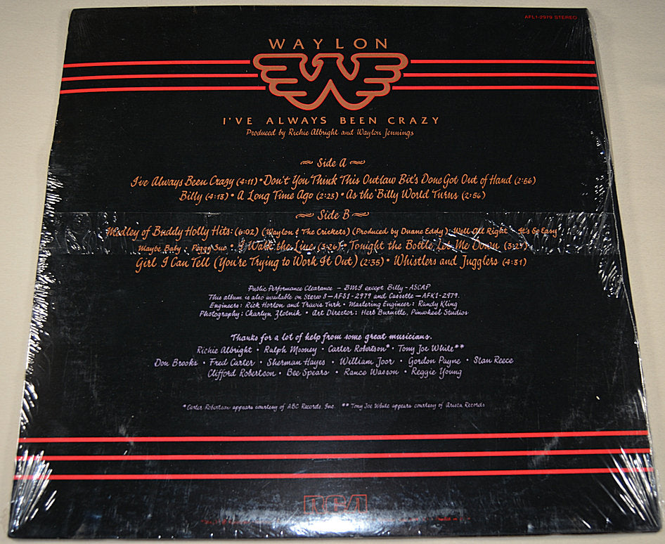 Jennings, Waylon - I've Always Been Crazy, Vinyl Record Album LP – Joe ...